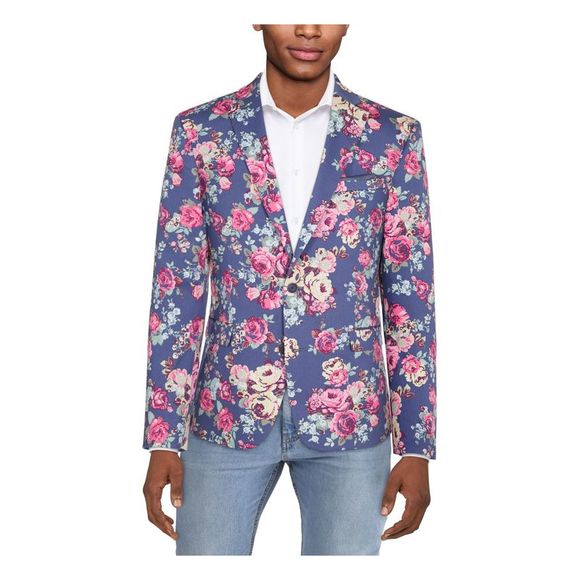 Bar III | Suits & Blazers | Bar Iii Mens Blue Stretch Floral Slim Fit ...